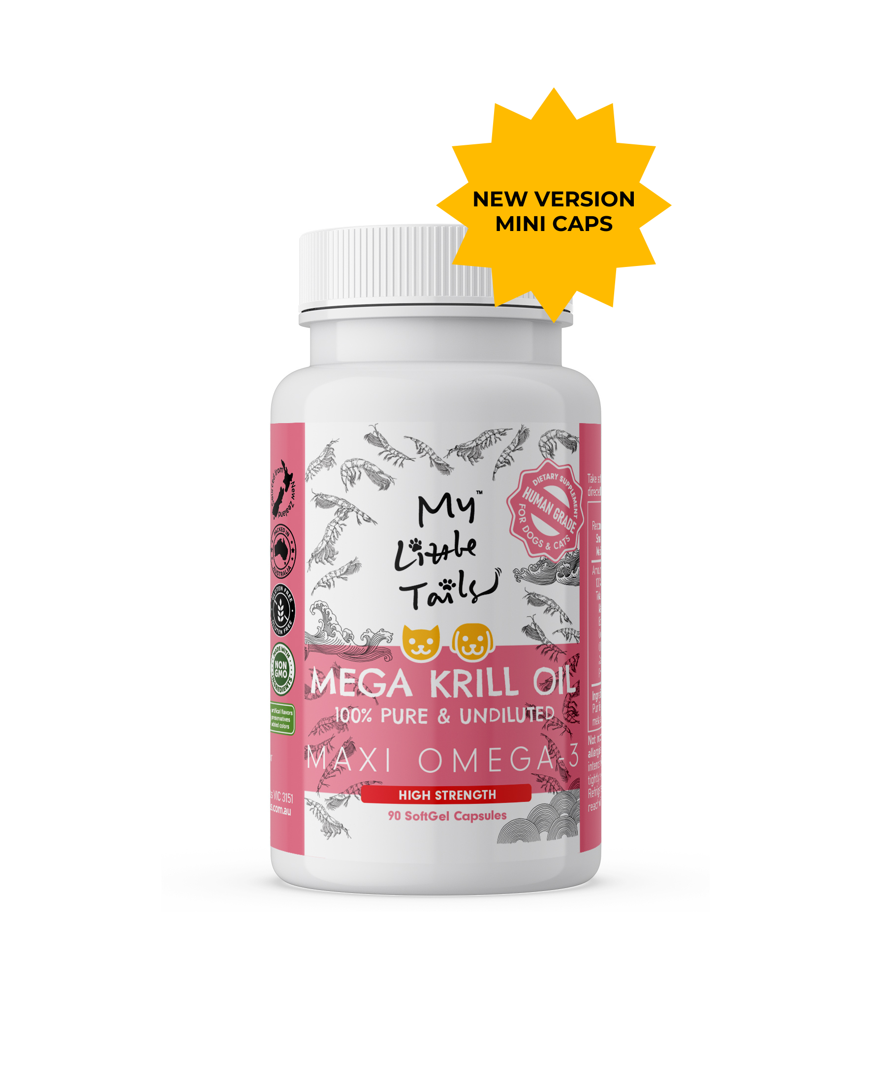 [Mini 90 Capsules] Krill Oil for Small Dogs & Cats - HUMAN GRADE - Max ...